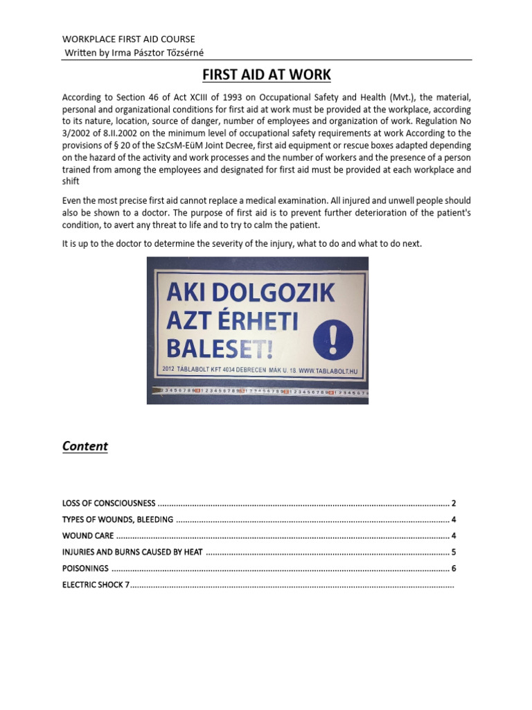 First Aid at Work Note | PDF | First Aid | Burn