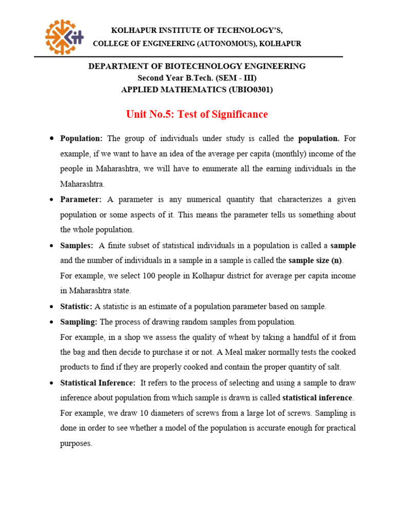 Unit 5. Test of Significance | PDF | Null Hypothesis | Hypothesis Unit 5. Test of Significance | PDF | Null Hypothesis | Hypothesis
