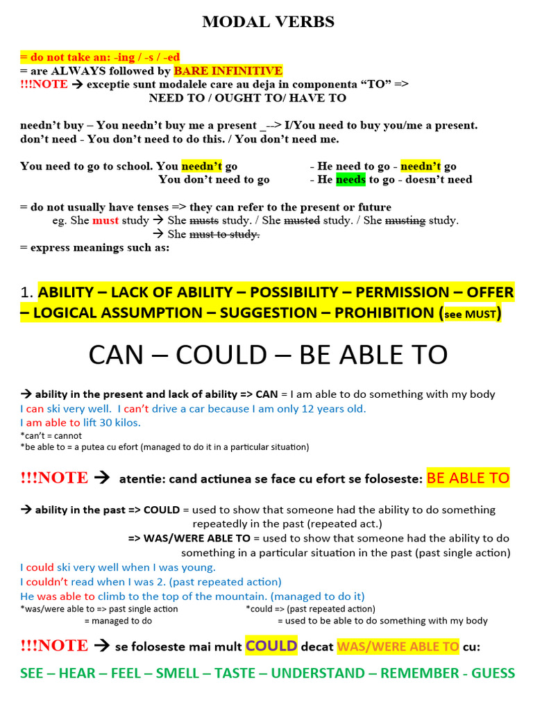 14 - Modal Verbs - Complet | Download Free PDF | Grammatical Tense | Verb