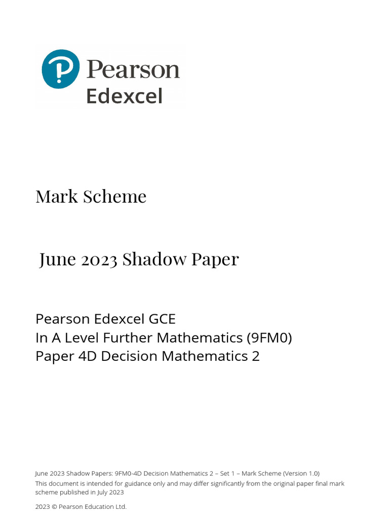 2306 9FM0-4D Decision Mathematics 2 June 2023 Shadow Paper MS PDF | PDF ... 2306 9FM0-4D Decision Mathematics 2 June 2023 Shadow Paper MS PDF | PDF ...
