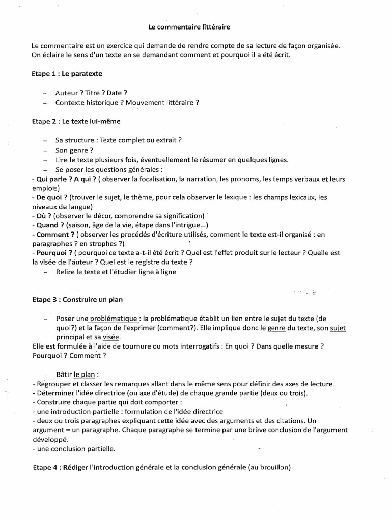 Méthode Commentaire Composé Pdf