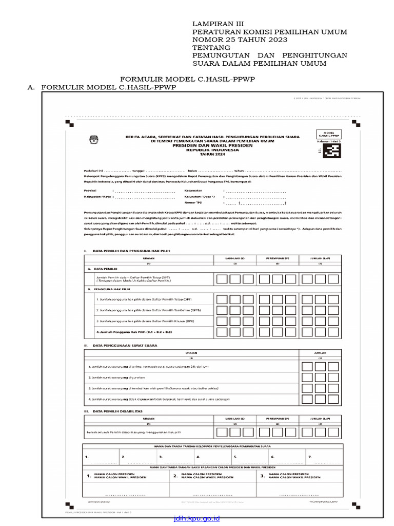 Formulir Pemungutan Suara KPU 2023 | PDF