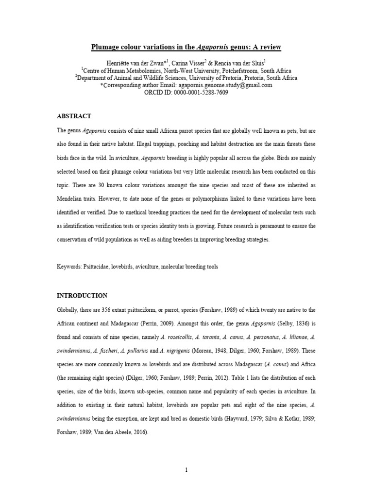 VanDerZwan Plumage 2019 | PDF | Dominance (Genetics) | Zygosity