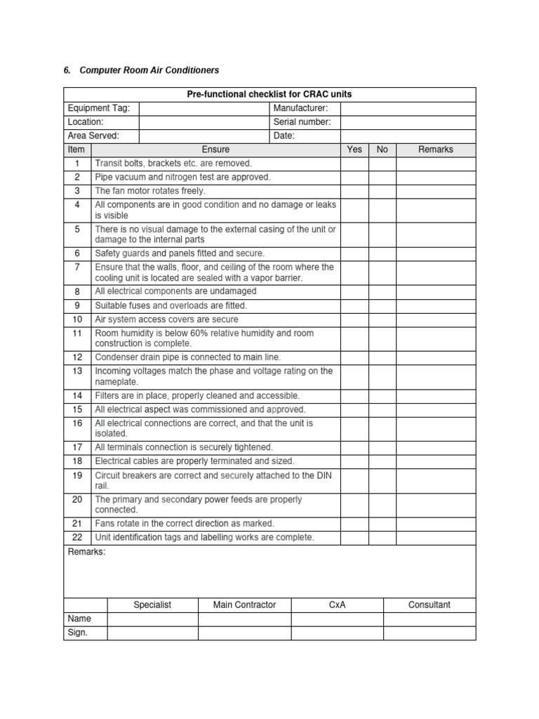 CRAC Construction Checklist-5 | PDF