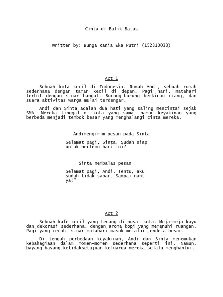 Script - Cinta Di Balik Batas | PDF