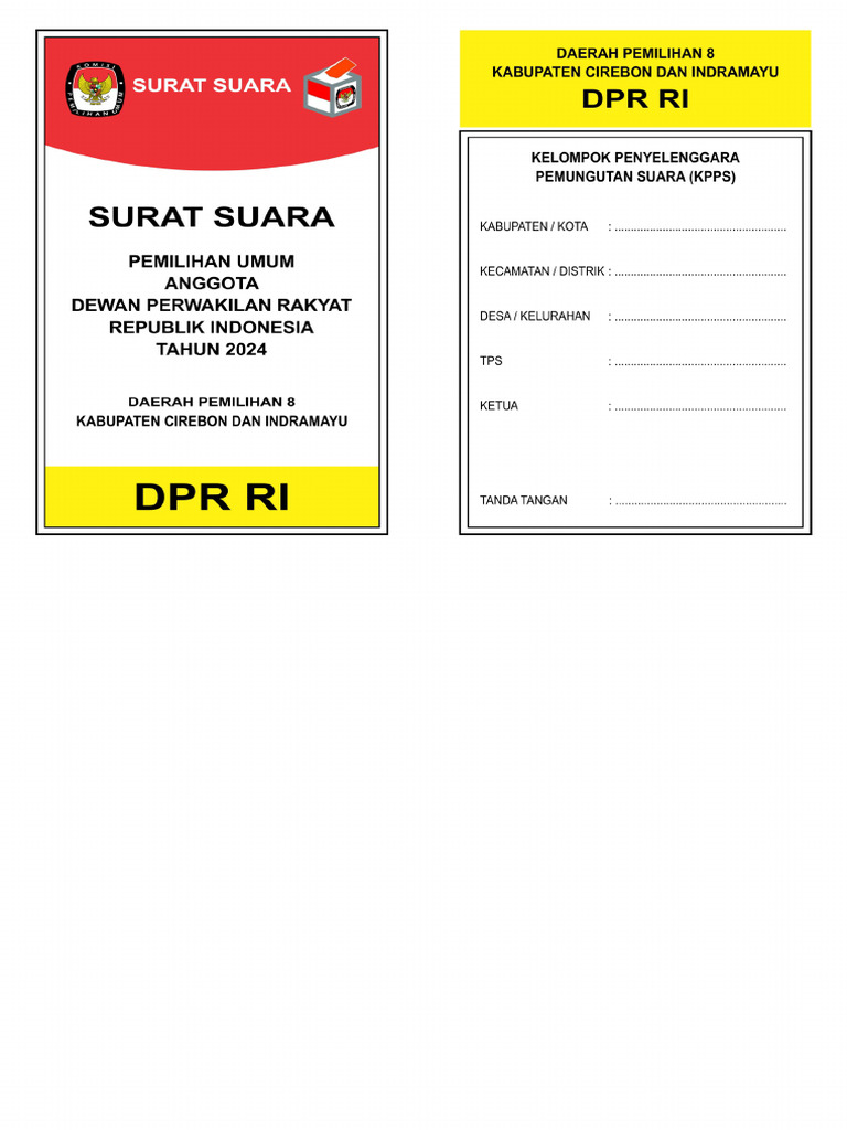 Surat Suara Pemilu 2024 | PDF