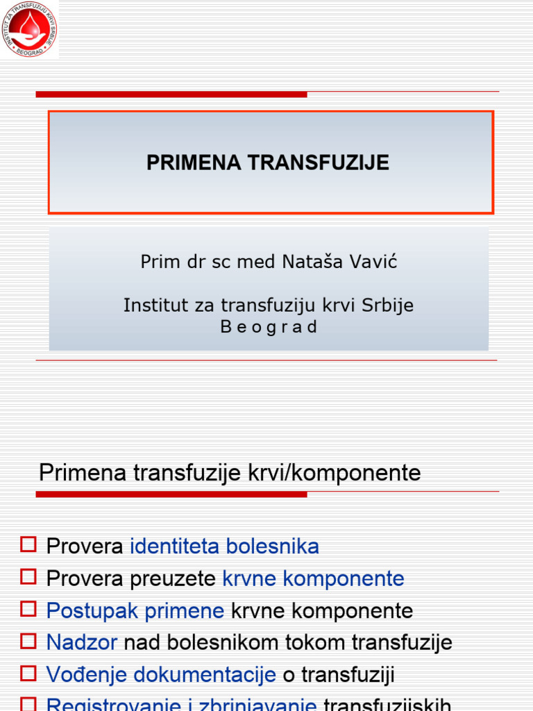 Primena Transfuzije | PDF