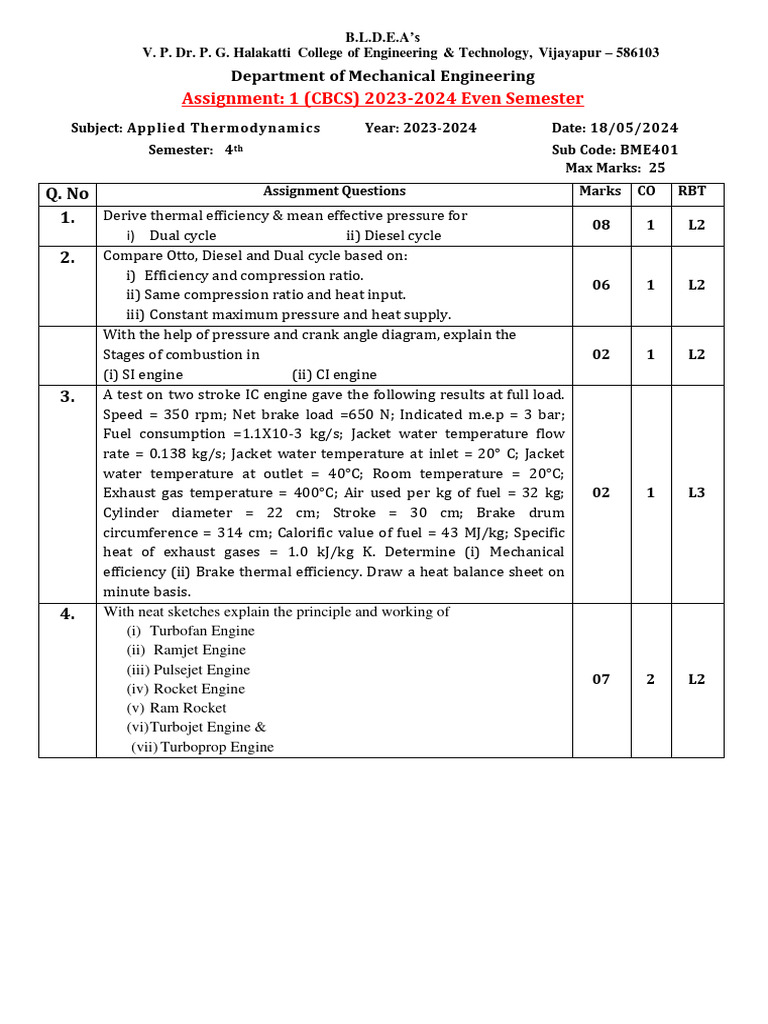 ATD 1st Assignment 2023-2024 | PDF | Engines | Diesel Engine ATD 1st Assignment 2023-2024 | PDF | Engines | Diesel Engine