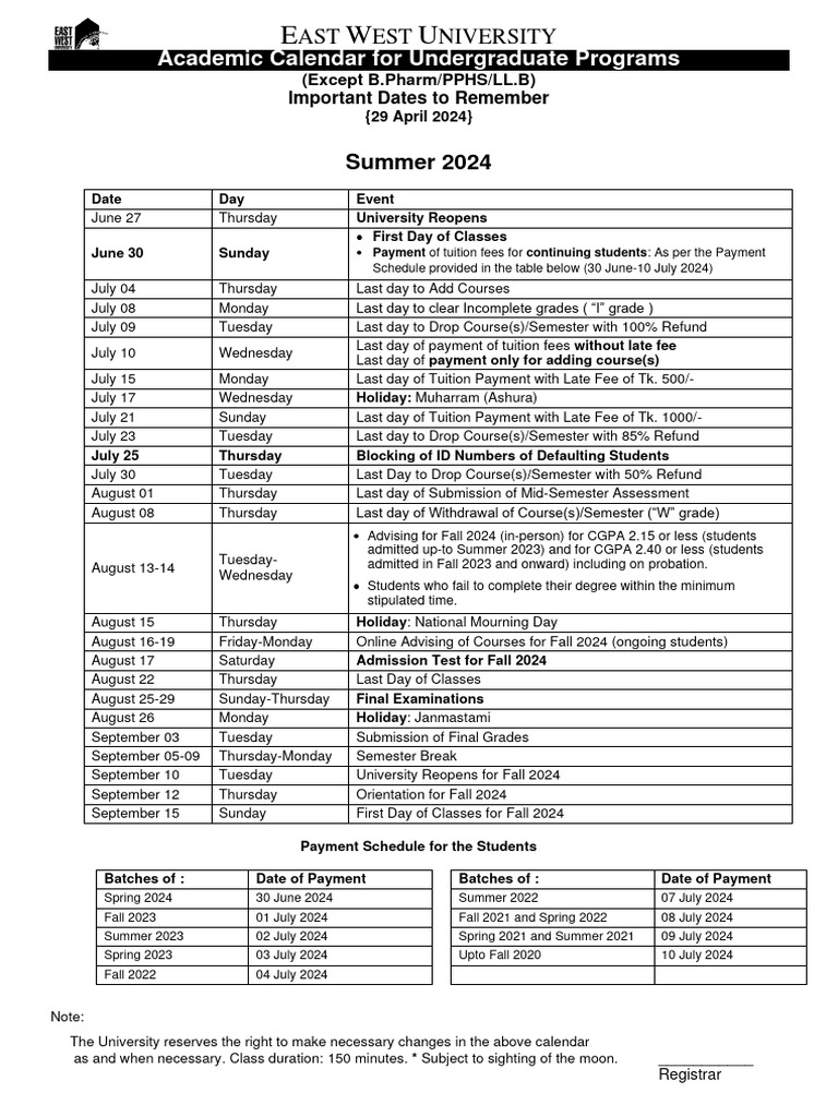 Academic Callender Sumeer-2024 | PDF | Academic Term | Academia