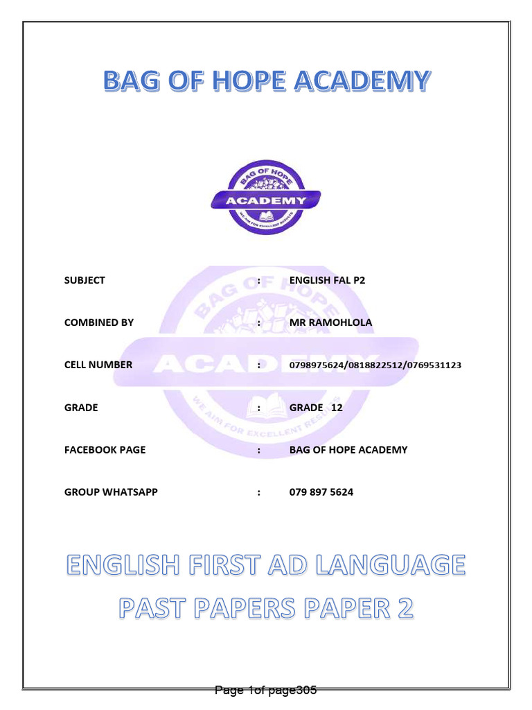 ENG FAL Past Papers 2 | PDF | Macbeth | Strange Case Of Dr Jekyll And ...
