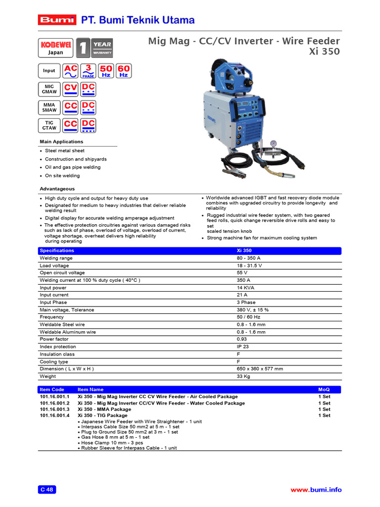 Mig Mag Machine Xi 350 Inverter - Wire Feeder | PDF | Welding ...