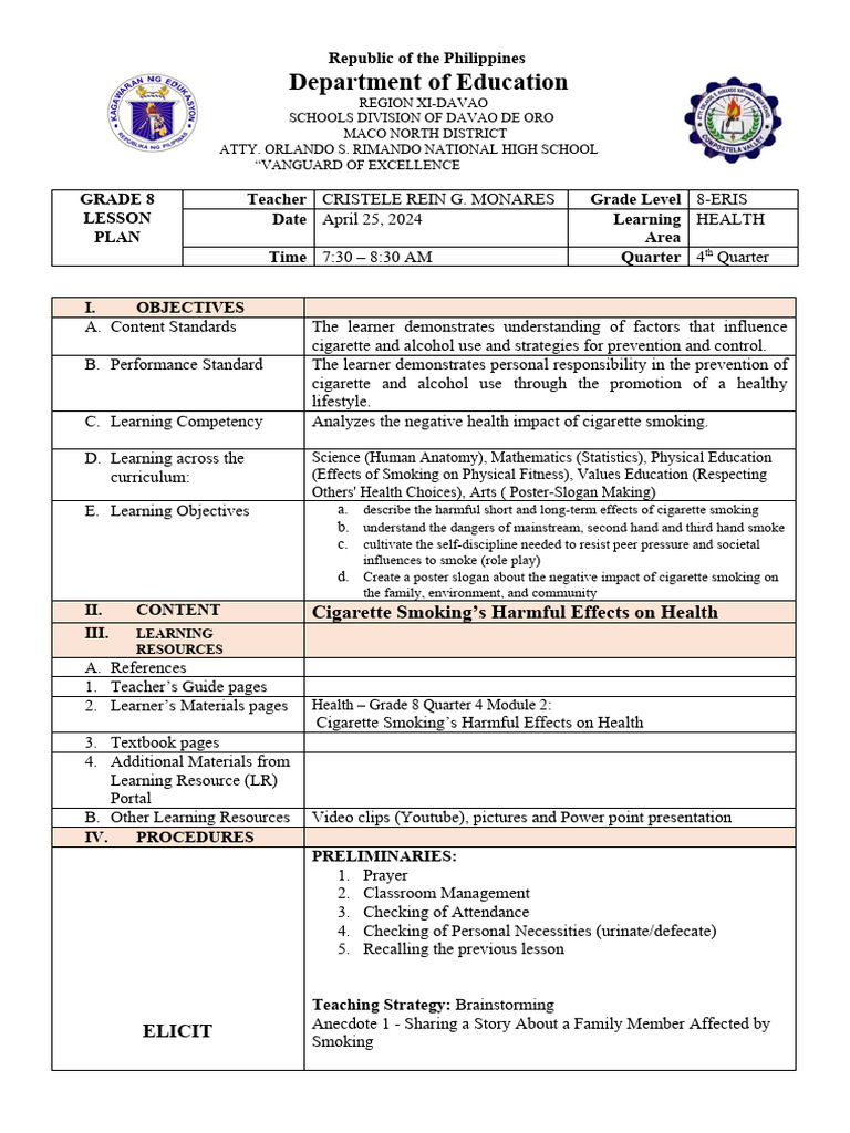 Cot 4 - Health | PDF | Smoking | Cigarette