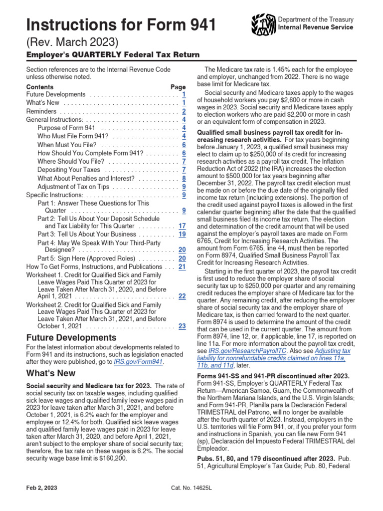2022 Form 941 Instructions Overview | PDF | Payroll Tax | Irs Tax Forms