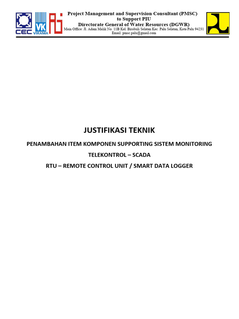 20 Mei 2024 Justifikasi Teknik Penambahan Smart Data Logger - RTU - Rev ...