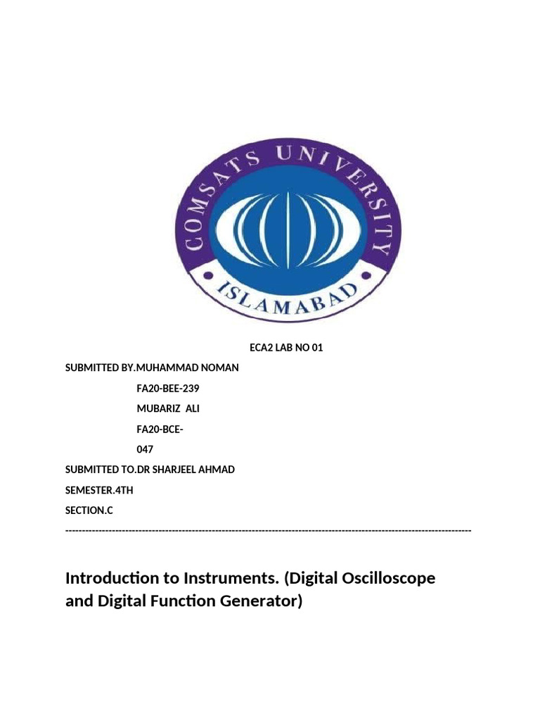 Nomi Eca2 Lab 1 | PDF | Phase (Waves) | Electronic Engineering