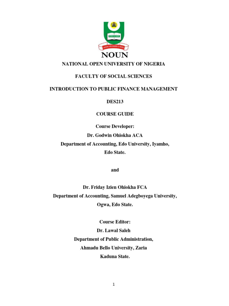 Des213 Introduction To Public Finance Management | PDF | Fiscal Policy ...