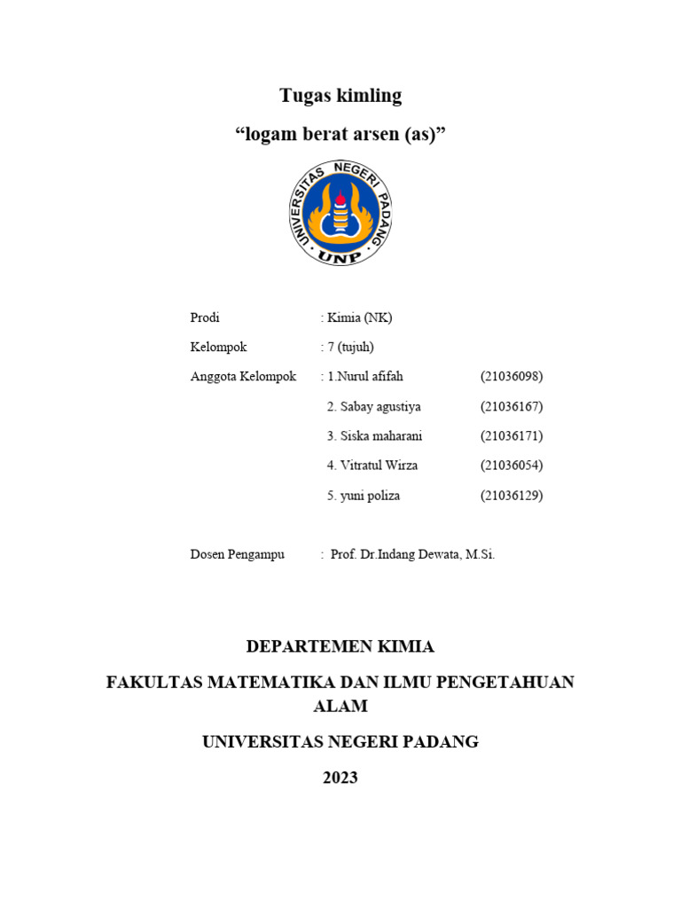LOGAM BERAT ARSEN Tugas Kimling | PDF | Ilmu Sosial