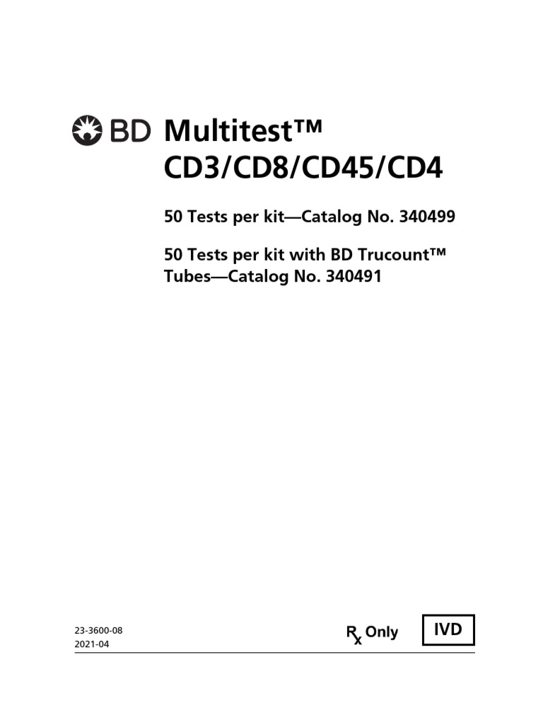 Kit Insert BD Multitest | PDF | T Cell | Cytotoxic T Cell
