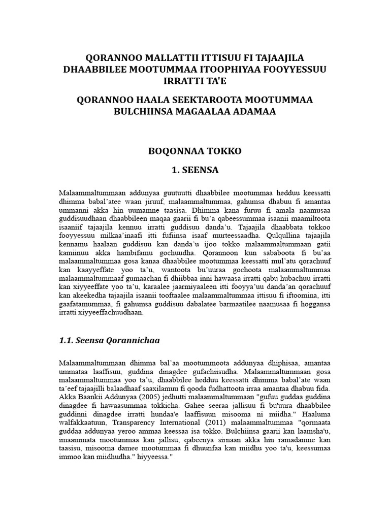 Proposal On Curruption. | PDF