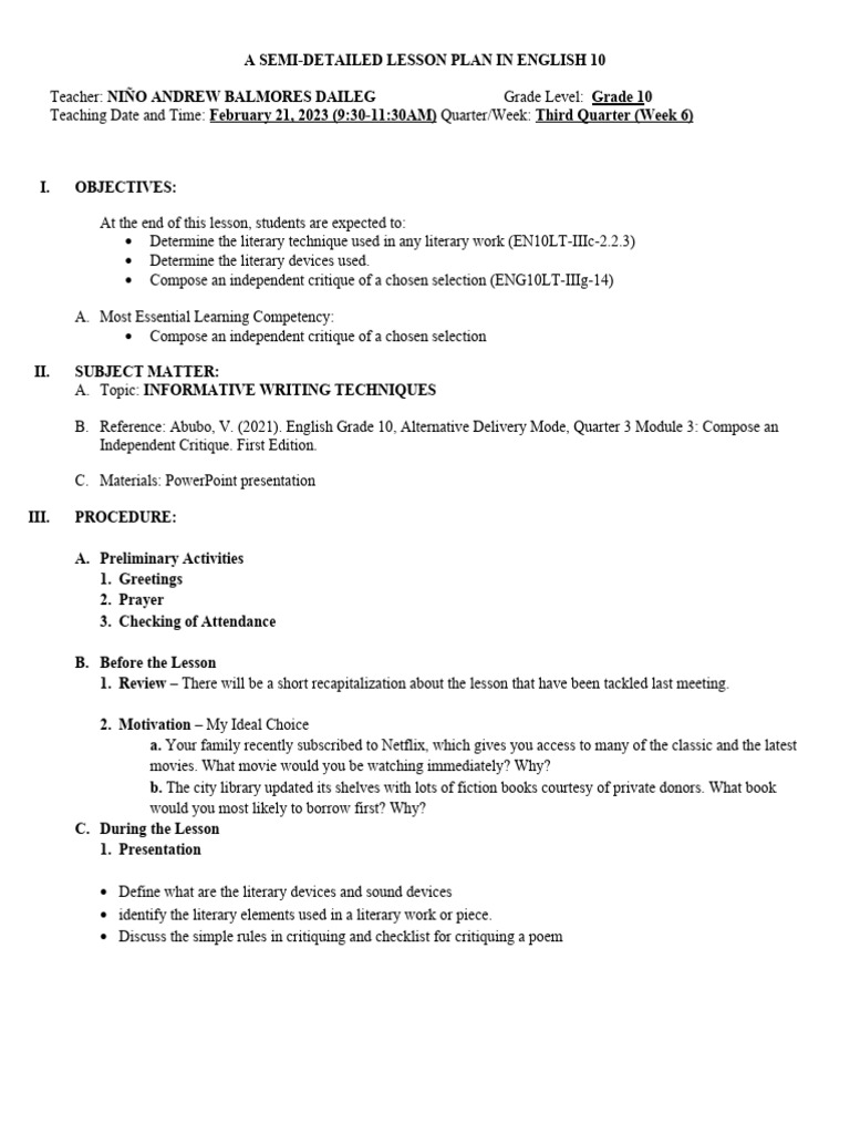 Daileg Niño Andrew B. (Listening Skills) | PDF | Essays | Poetry