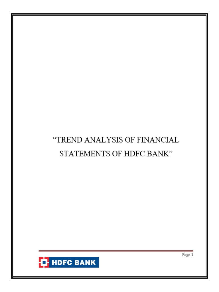 Trend Analysis of Financial Statements of HDFC Bank | PDF | Banks ...