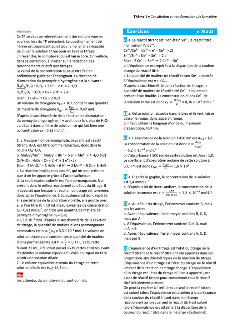 Correction Des Exercices Du Chapitre 6 Spé SPC | PDF