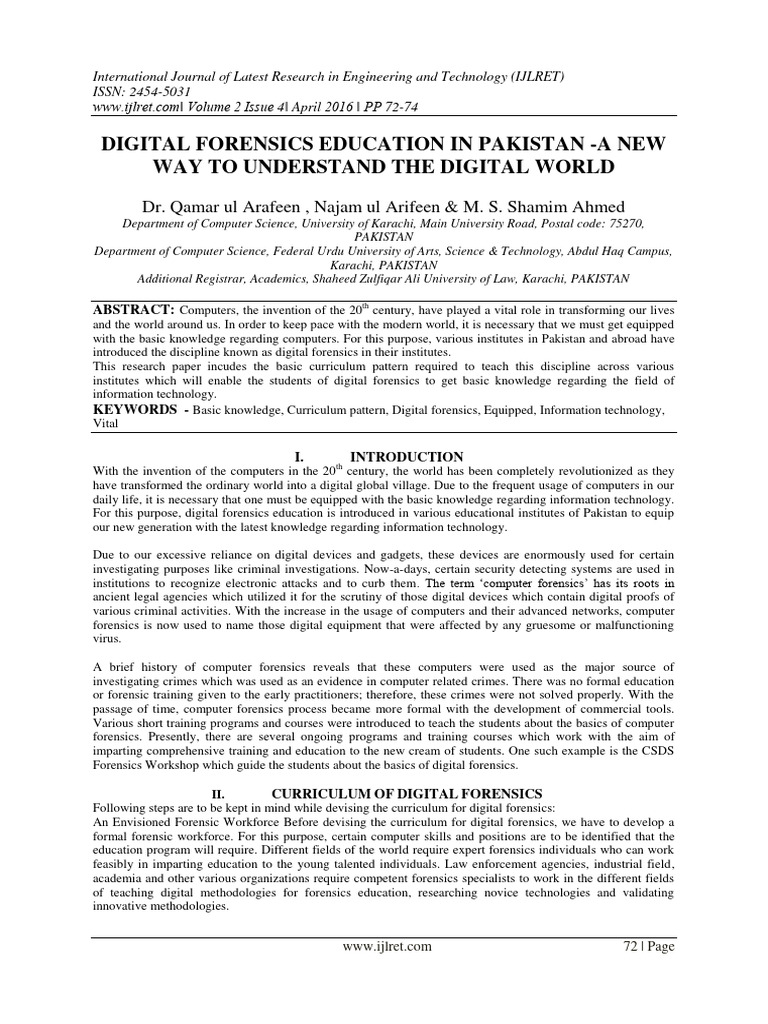 Digital Forensics Education in Pakistan | PDF | Computer Forensics ...