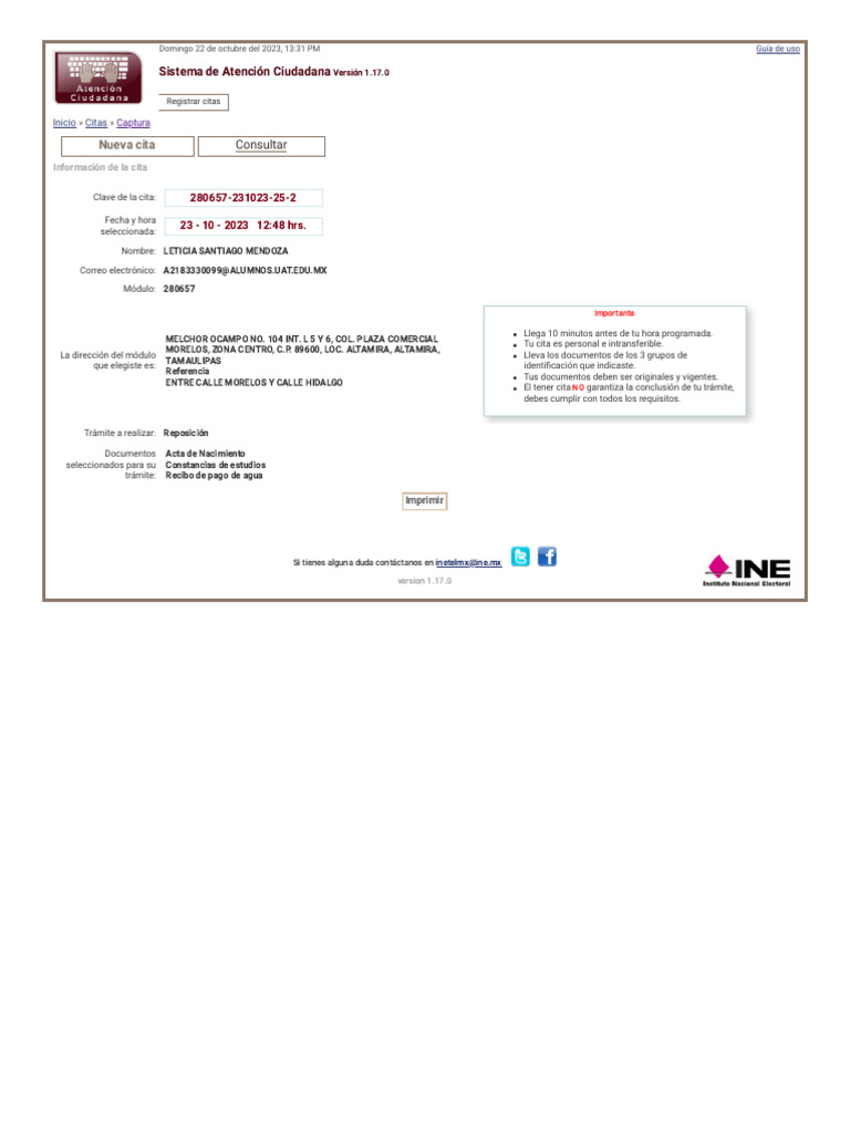 Cita INE 2023 Oct | PDF
