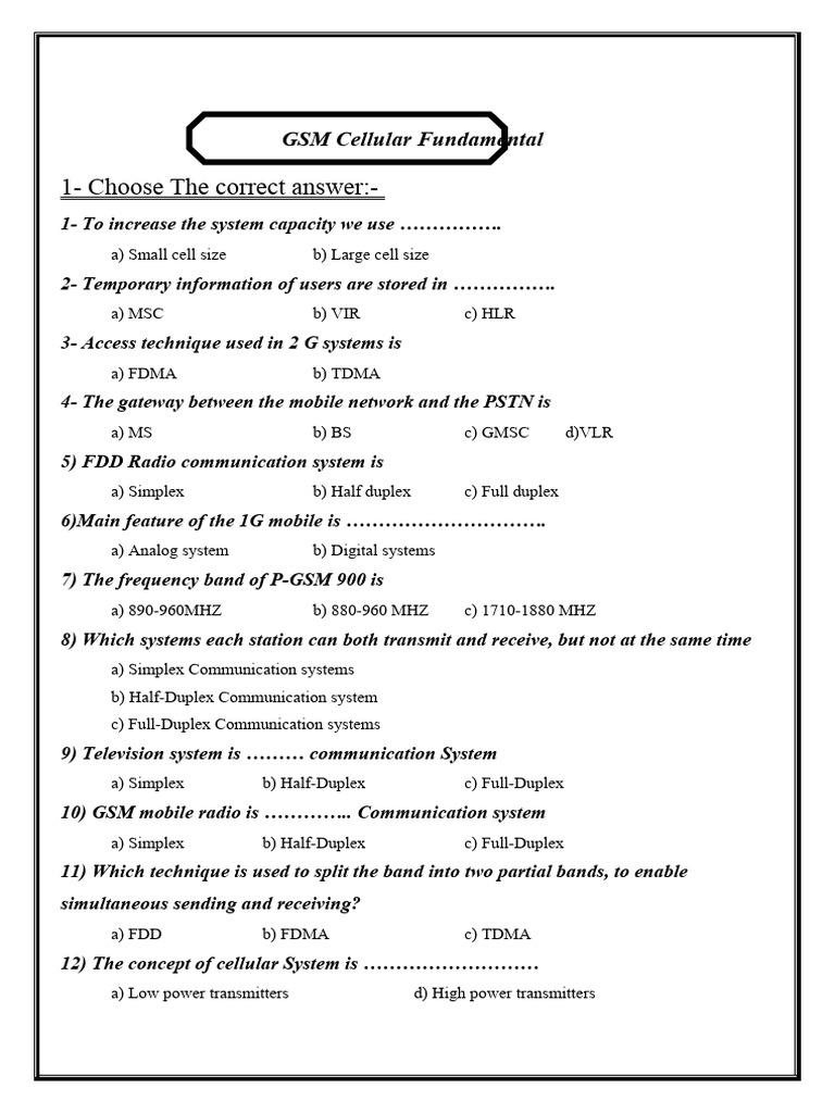 Assignment 2 GSM | PDF | Duplex (Telecommunications) | Cellular Network Assignment 2 GSM | PDF | Duplex (Telecommunications) | Cellular Network