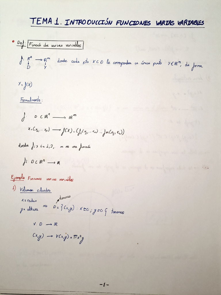 Tema 1 Introdución Funciones Varias Variables Calculo II | PDF