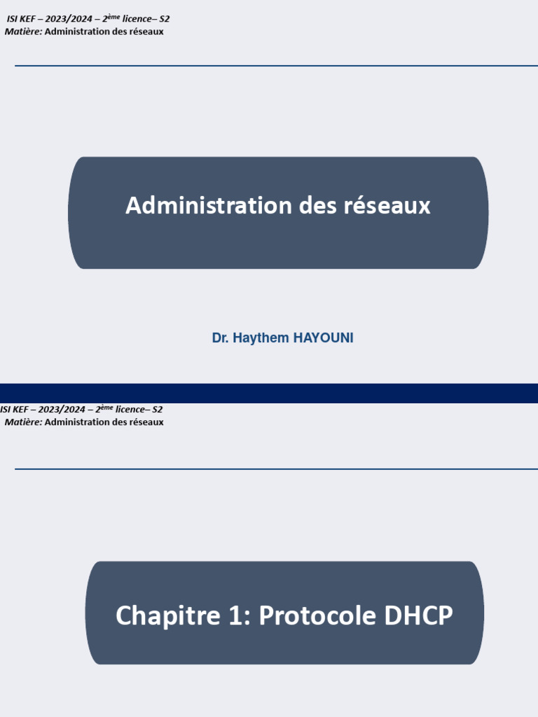 Protocole DHCP en Administration Réseaux | PDF | Protocoles réseau ...