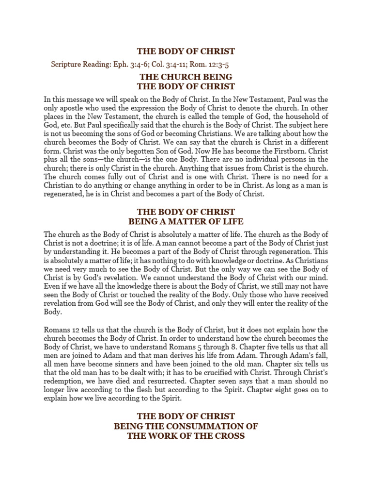 The Body of Christ | PDF | Jesus | Body Of Christ