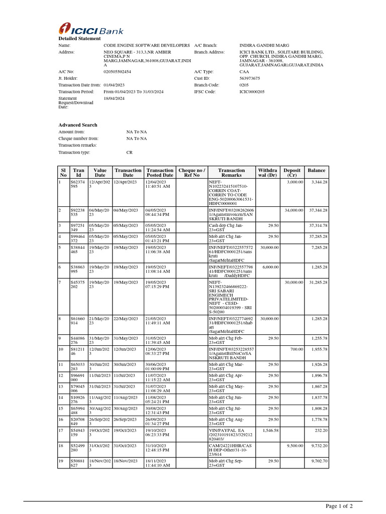ICICI Statement | PDF | Payments | Financial Technology