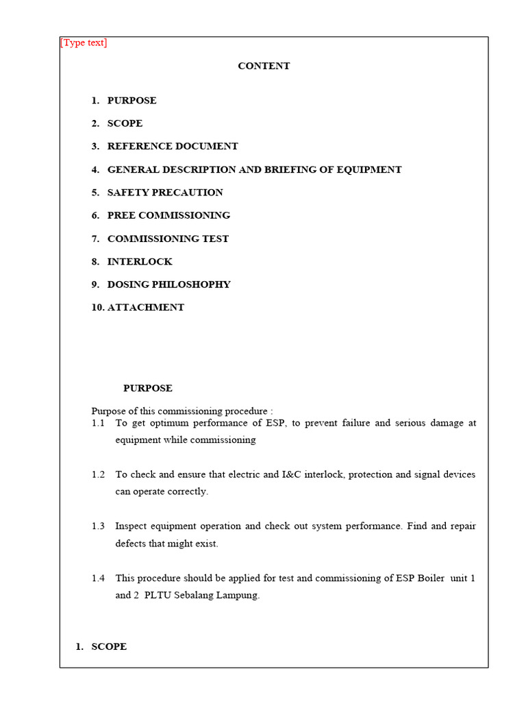 Esp Commissioning Procedure Pdf Power Supply Rectifier