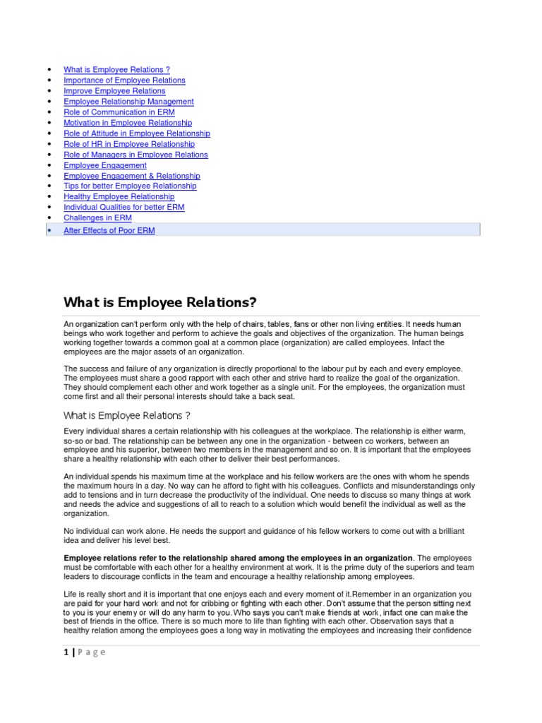 Employee Relations Essentials | PDF | Employment | Motivation