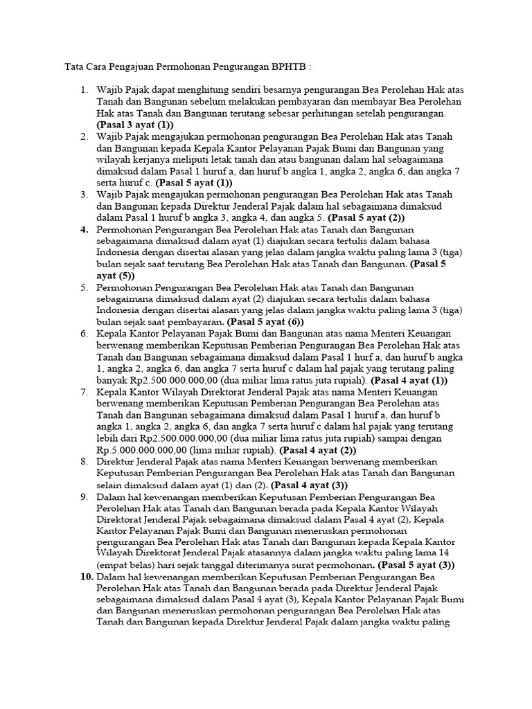 Diskusi 5 PBB Tata Cara Pengajuan Permohonan Pengurangan BPHTB | PDF