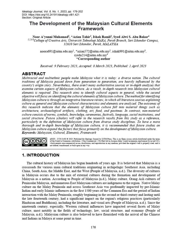 The Development of The Malaysian Cultural Elements Framework | PDF ...