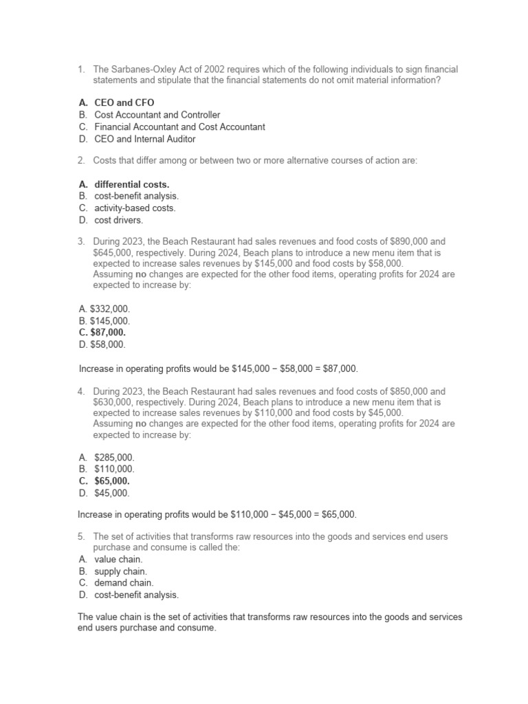 Accounting and Finance Quiz Questions | PDF | Enterprise Resource ...