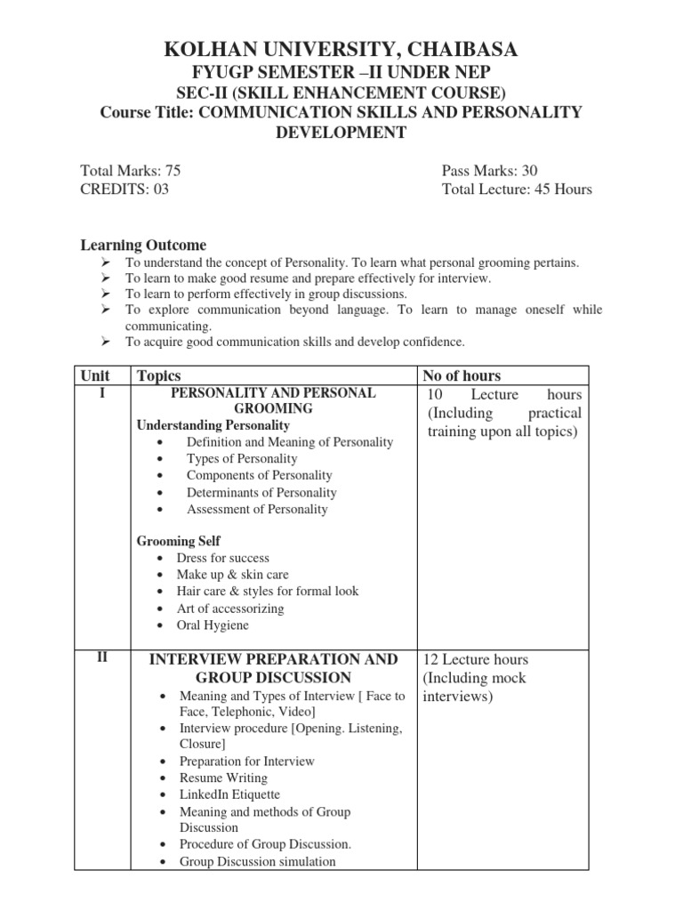 Communication Skills & Personality Development | PDF | Communication ...