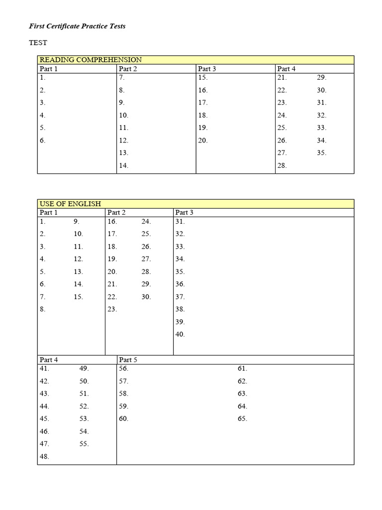 First Certificate Practice Tests | PDF