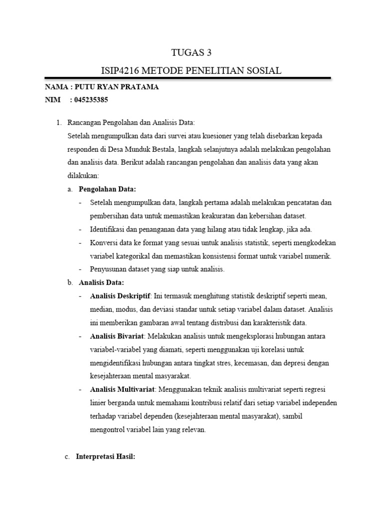 TUGAS 3 Metode Penelitian Sosial | PDF