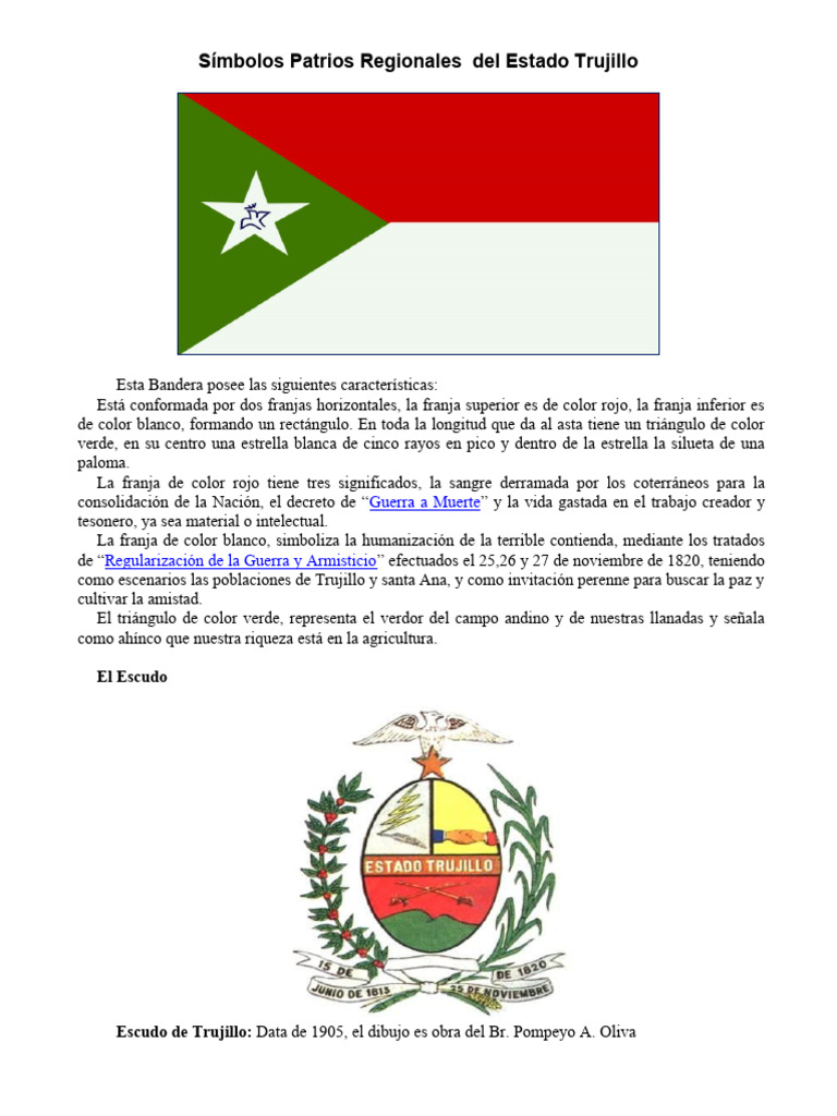 Símbolos Patrios Regionales Del Estado Trujillo | PDF | Rojo