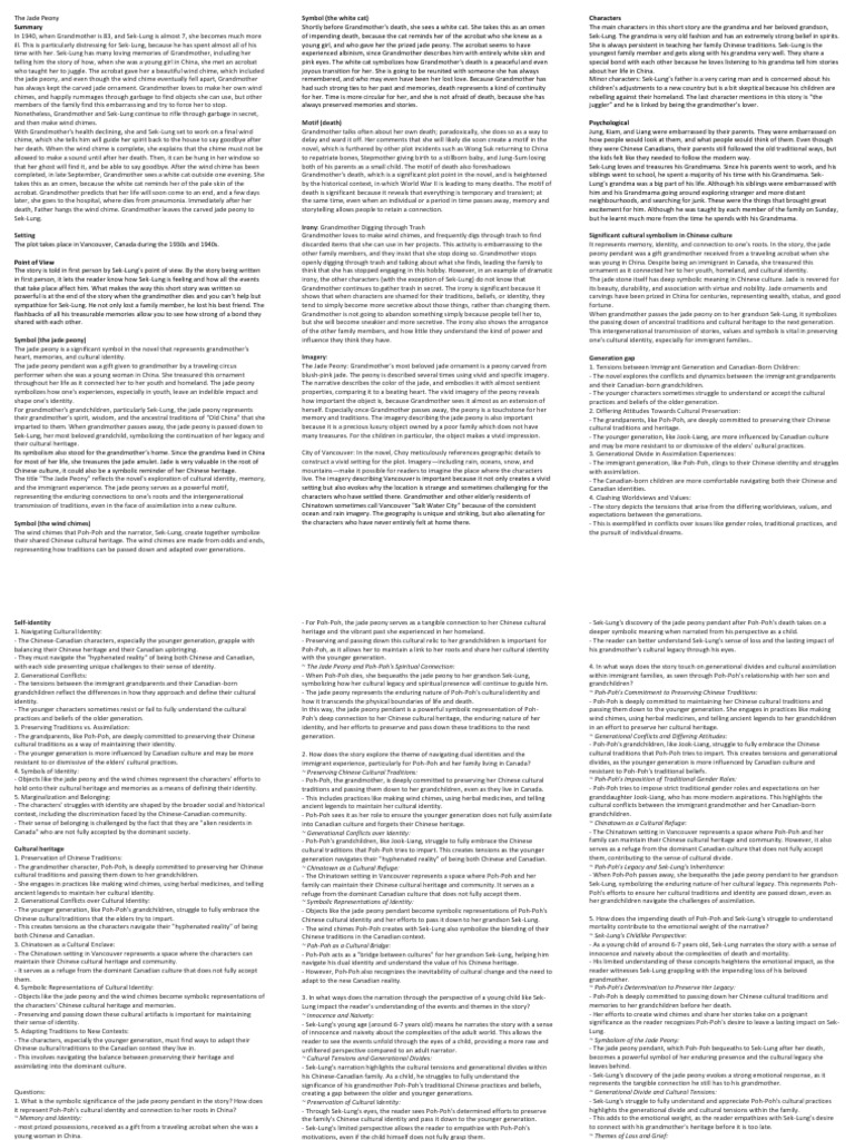 The Jade Peony | PDF | Grandparent | Identity (Social Science)