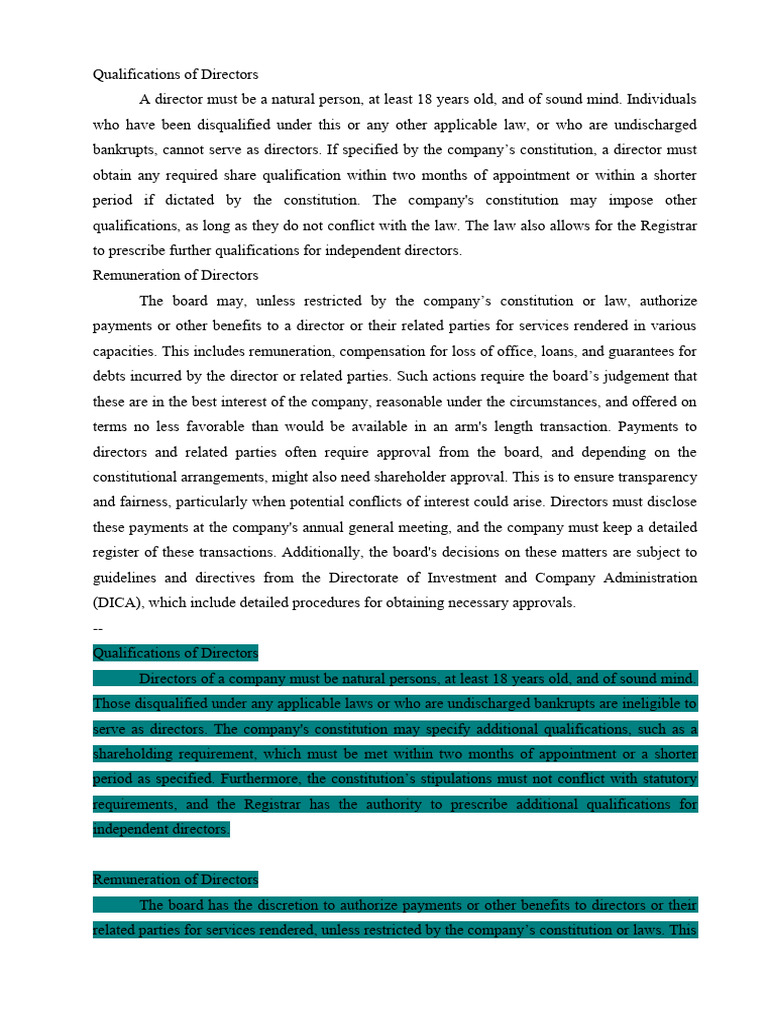 Director Qualifications and Responsibilities | PDF | Governance ...