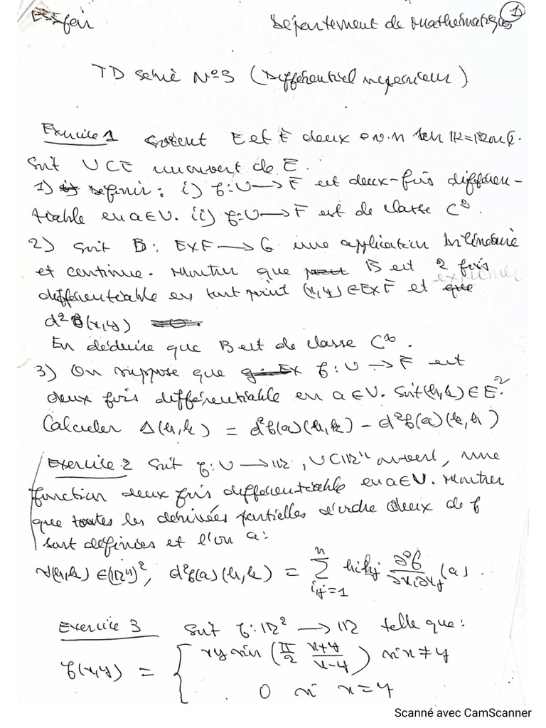 TD Série No3 Calcul Diff | PDF