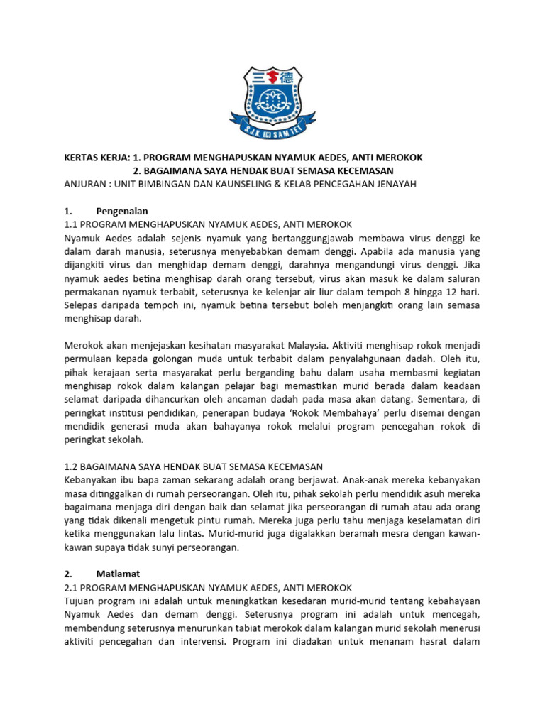 KK PROGRAM MENGHAPUSKAN NYAMUK AEDES, ANTI MEROKOK & BAGAIMANA SAYA ...