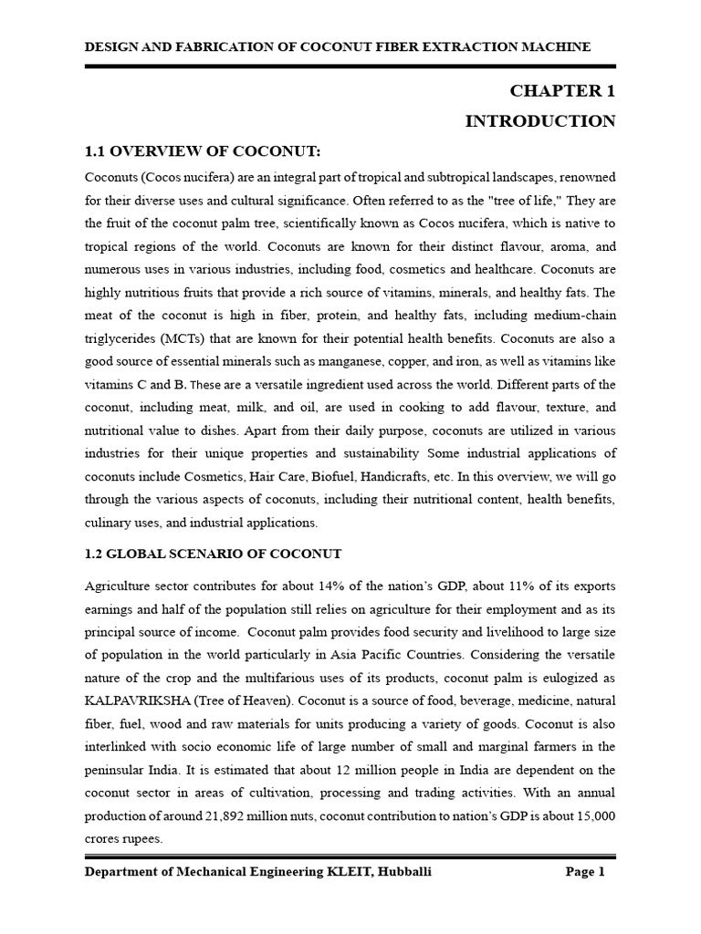 1.1 Overview of Coconut:: Design and Fabrication of Coconut Fiber Extraction Machine | PDF ...