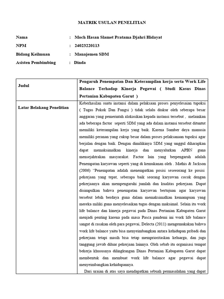 Matrik Usulan Penelitian | PDF