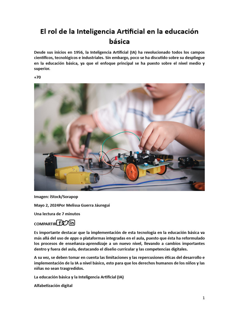 El Rol de La Inteligencia Artificial en La Educación Básica | Descargar ... El Rol de La Inteligencia Artificial en La Educación Básica | Descargar ...