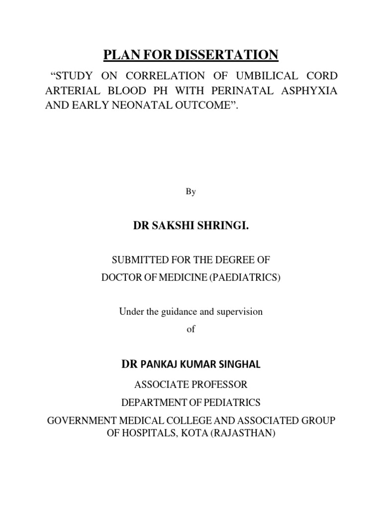 Perinatal Ashyxia Thesis Plan by DR Ashok | PDF | Diseases And Disorders | Medicine